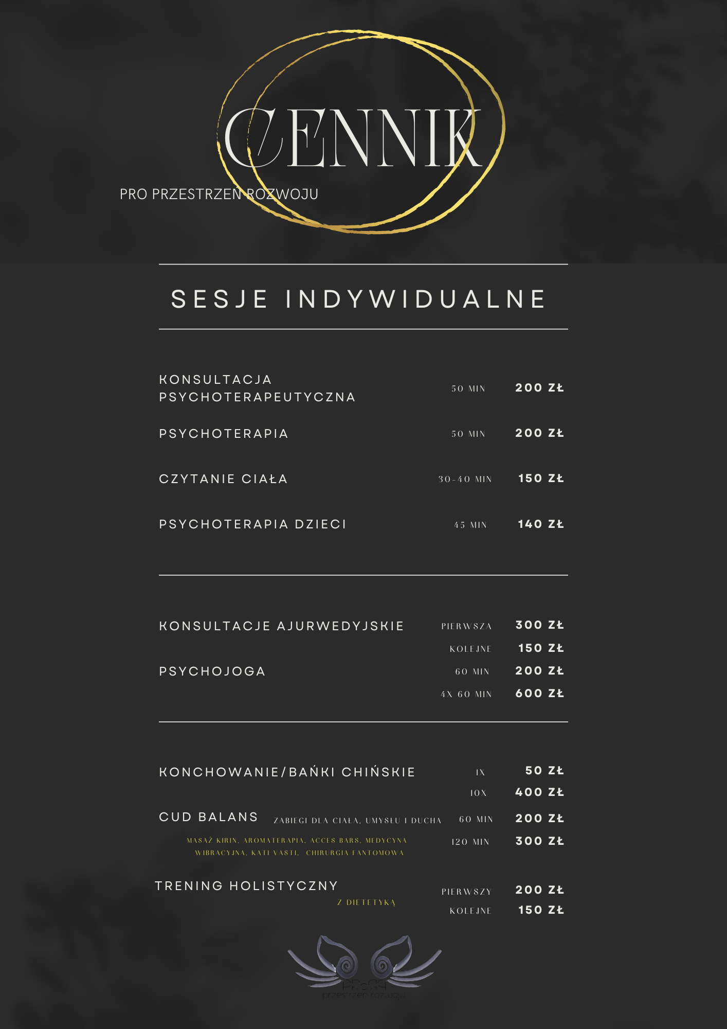 Cennik - PRo-Przestrzeń Rozwoju